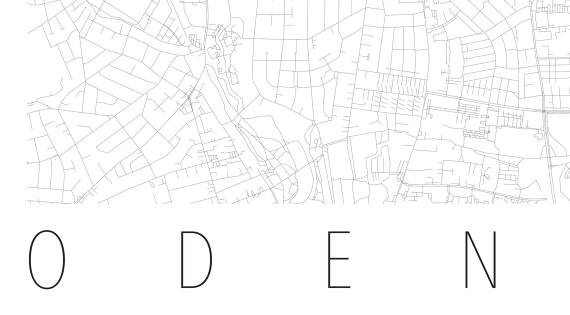 Map of Odense Streets Denmark Map Minimalism Map Murals - Etsy