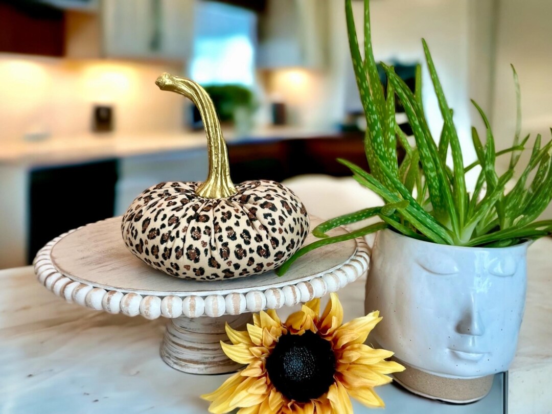 Animal Print Pumpkin Large Leopard Sparkle Print Handmade Large Fabric ...