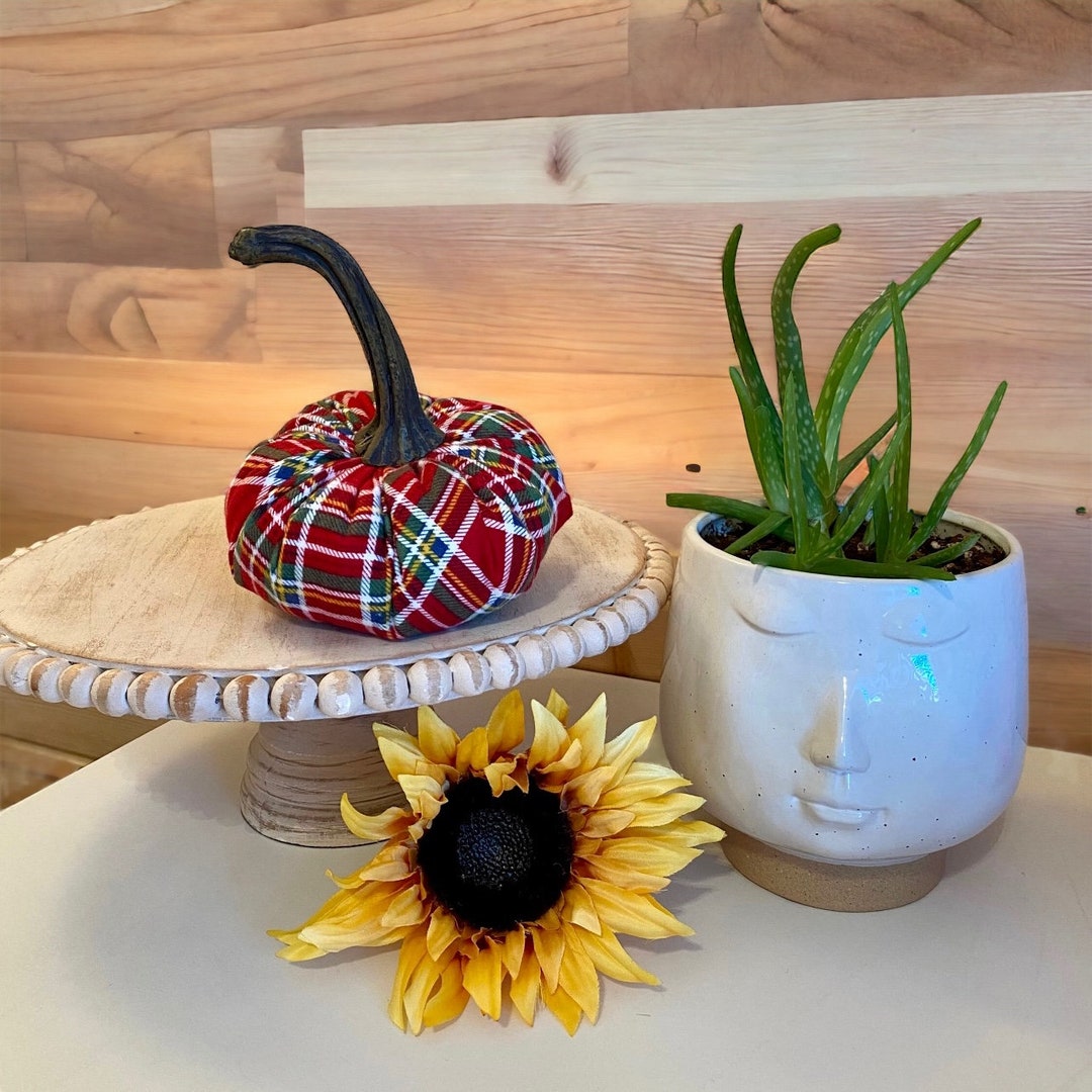 LARGE Handmade Pumpkin Flannel Fabric Red Tartan Plaid Flannel Pumpkins ...