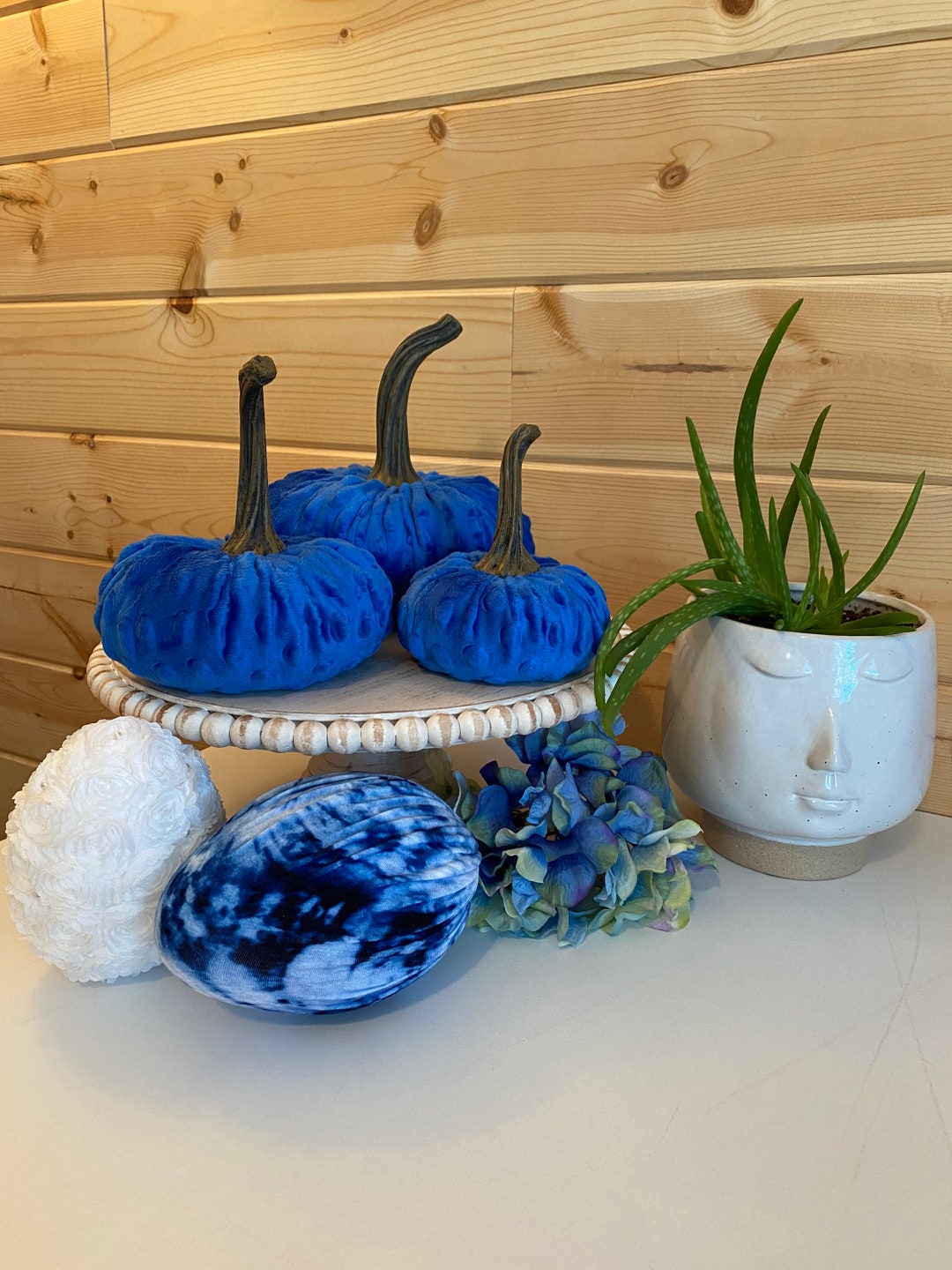 Pumpkins Set of 3 Sizes Indigo Blue Nubby Handmade Nubby Mink - Etsy