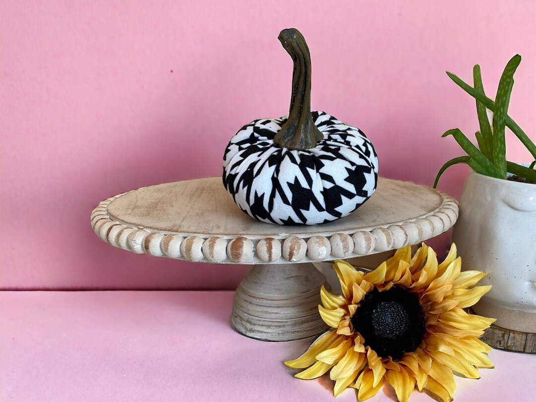 Small Houndstooth Print Pumpkin Chic Farmhouse Centerpiece Black and ...