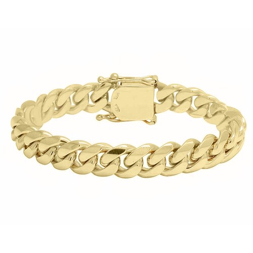 Solid 18K Gold Miami Men's Cuban Curb Link Bracelet - Etsy