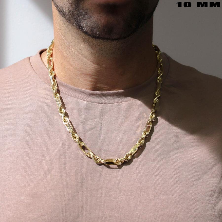 Solid 14k Yellow Gold Milano Chain Figaro Rope Chain - Etsy Ireland