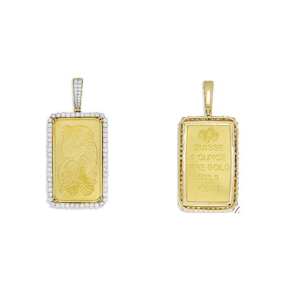 24k Gold Bar Pendant - Etsy