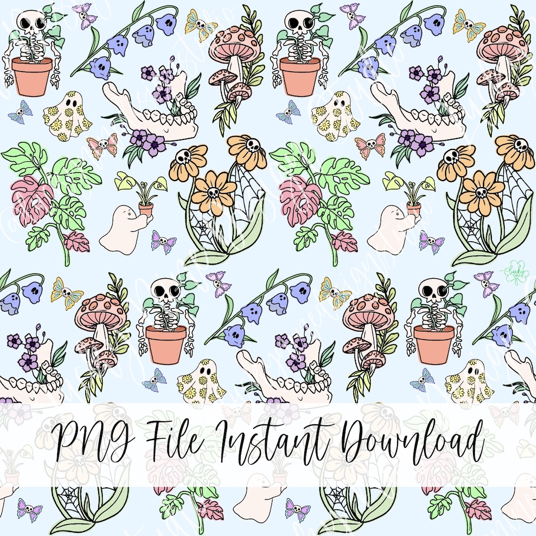 Spooky Spring Seamless Pattern Digital Download – 12x12" 300 DPI PNG ...