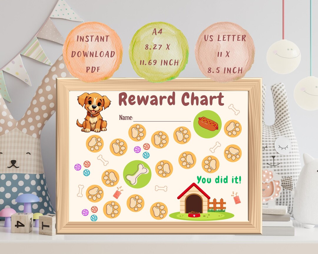 Printable Puppy Reward Chart: Kids Chore Chart, Potty Training (PDF ...
