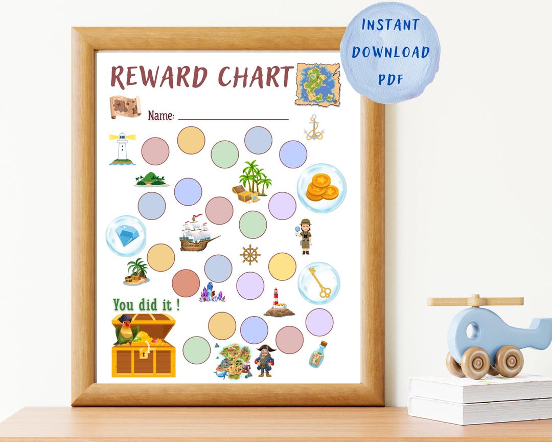 Printable Pirate Treasure Map Reward Chart: Fun Chore Tracker (PDF ...