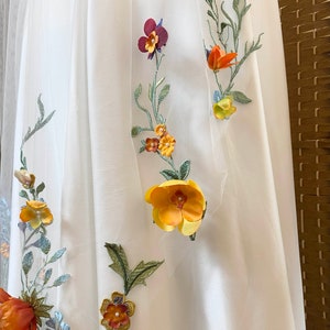 POPPY - Colourful Wildflower Embroidered Wedding Veil. Handmade to ...