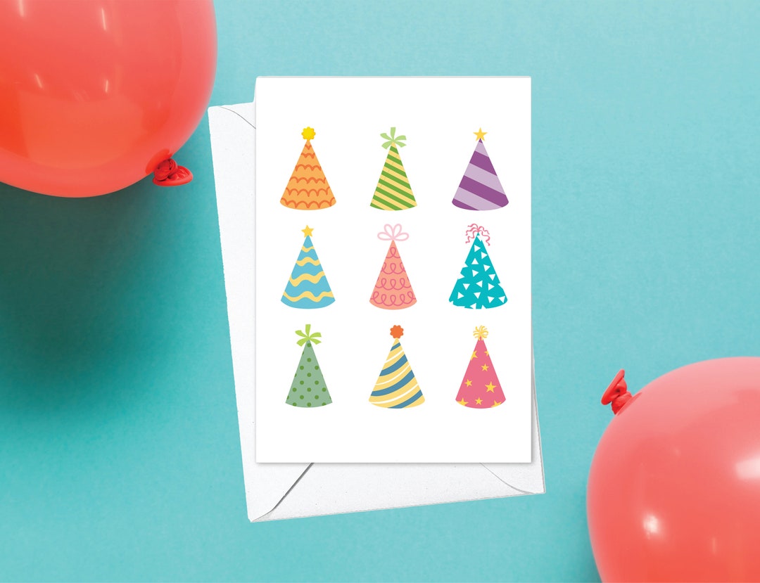 Party Hat Birthday Card Greeting Card Birthday Card Happy - Etsy