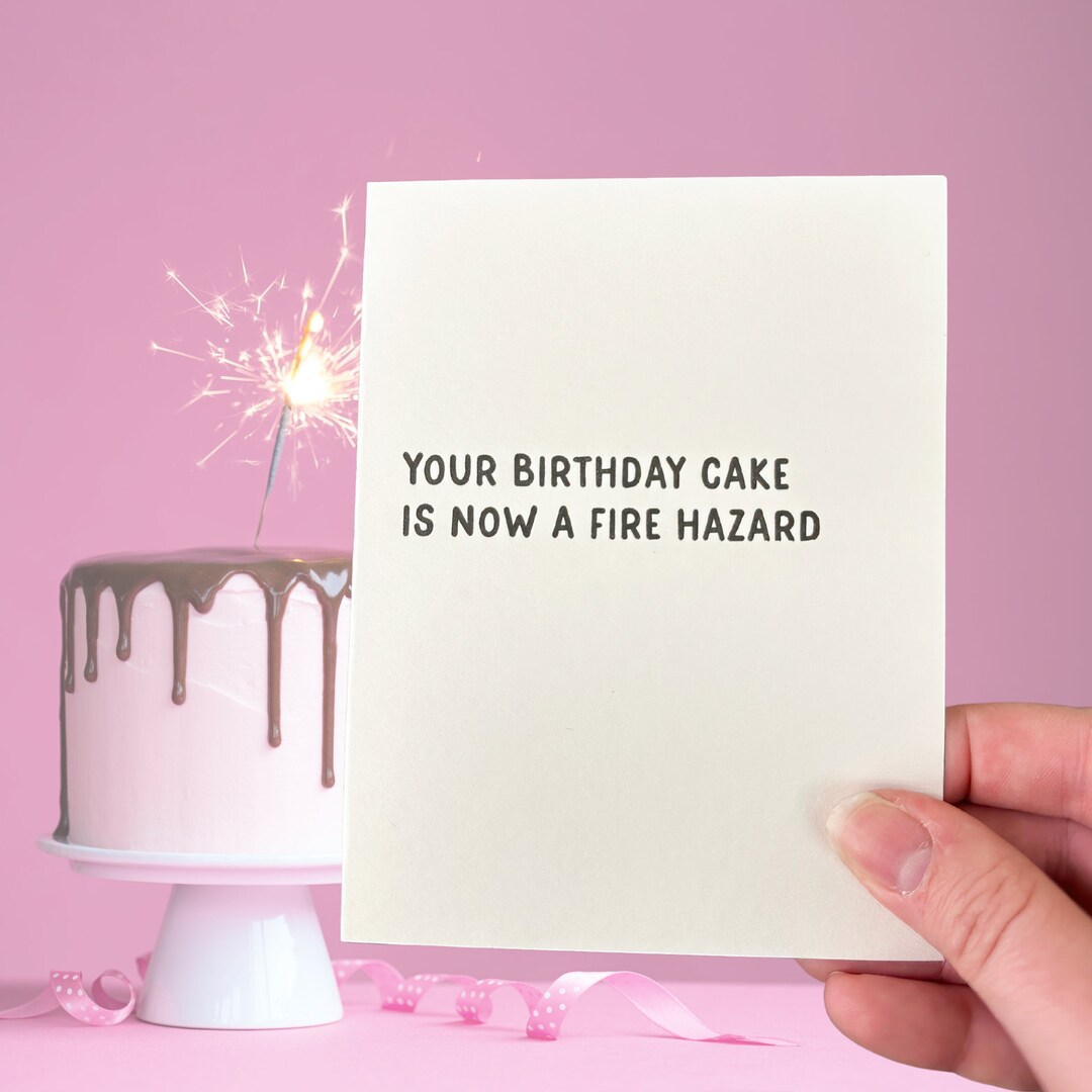 Fire Hazard Birthday Cake Letterpress Card: Funny Pun Card - Etsy