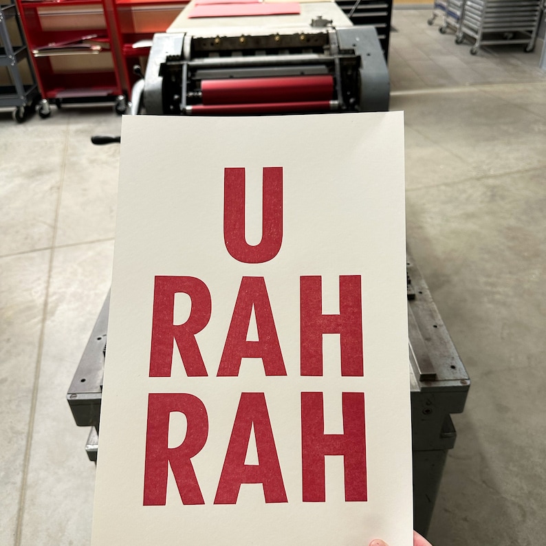 U Rah Rah Letterpress Poster: Wisconsin Badgers Football Art - Etsy