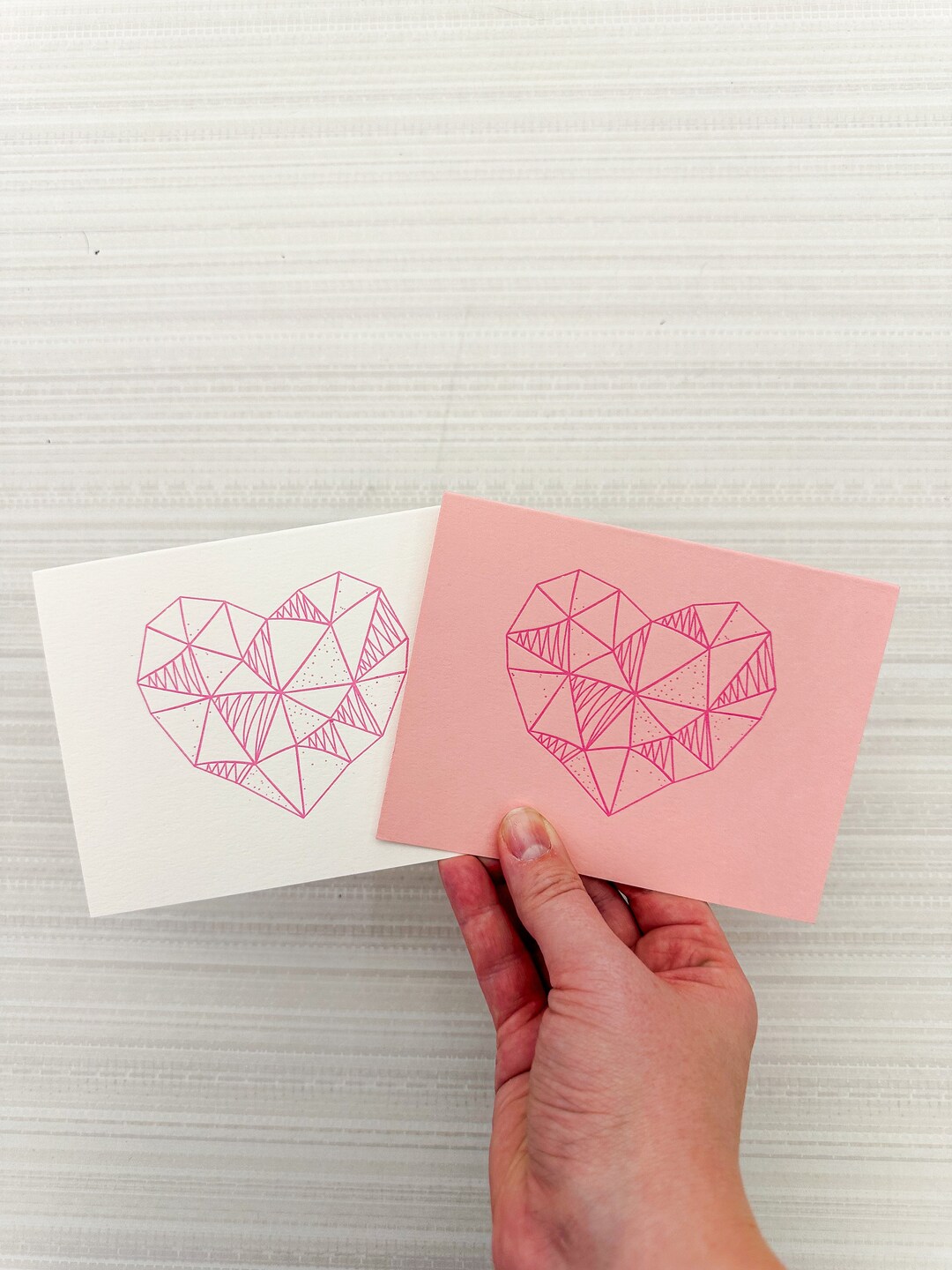 Pink Geometric Heart Valentine's Day Letterpress Card | Letterpress, A2 ...