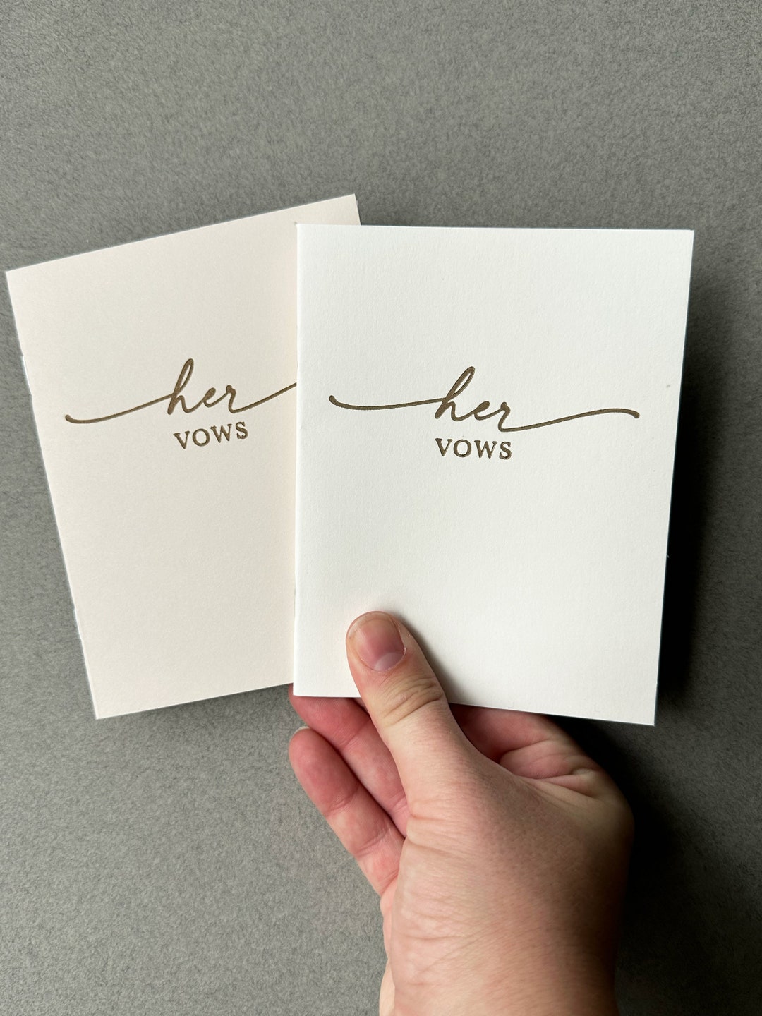 Her Vows Letterpress Wedding Book: Gold Ink, Script Font - Etsy
