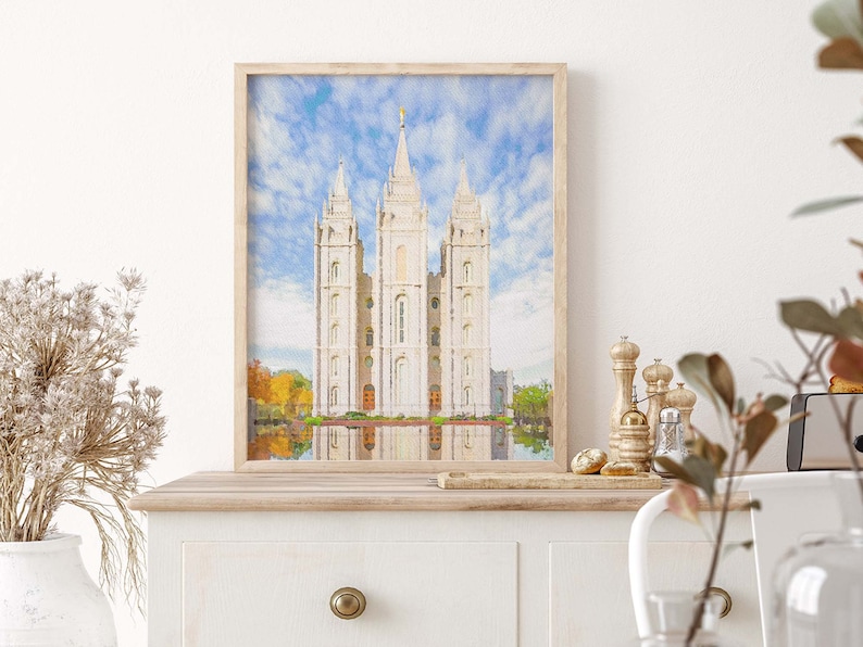 Colorful Salt Lake City Temple Watercolor Print Photograph - Etsy
