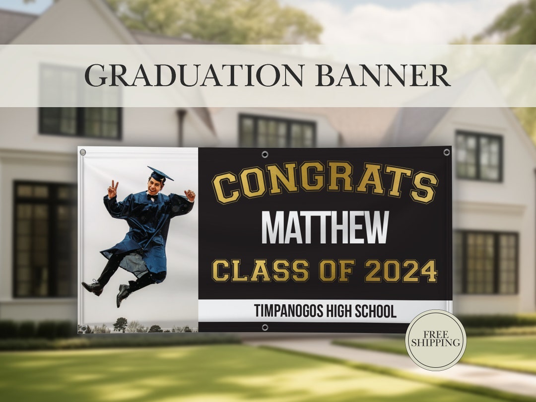 Outdoor Graduation Banner Class of 2024 With Picture for High School ...
