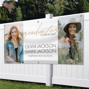 Double Graduate Outdoor Graduation Banner 2023 Picture Banner Class of ...