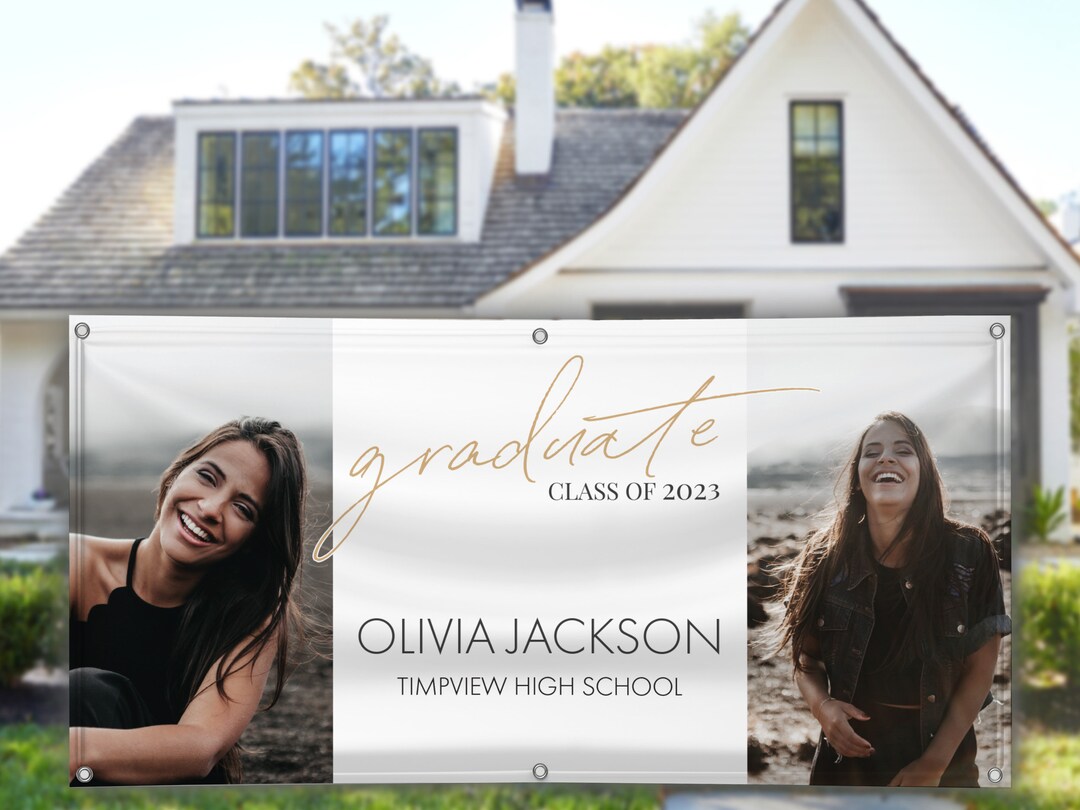 Two Photo Graduation Outdoor Banner 2023 Picture Banner Class of 2023 ...