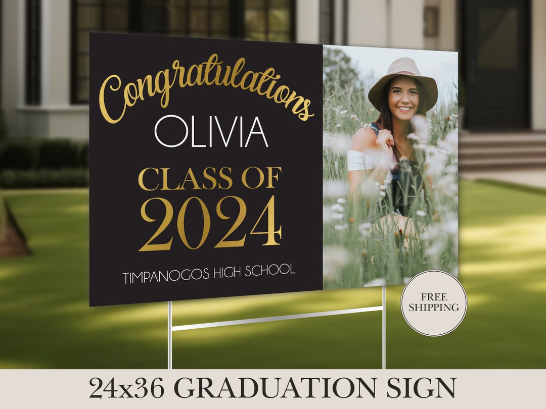 Custom Graduation Yard Sign With Photo, Class of 2024 With Picture for ...
