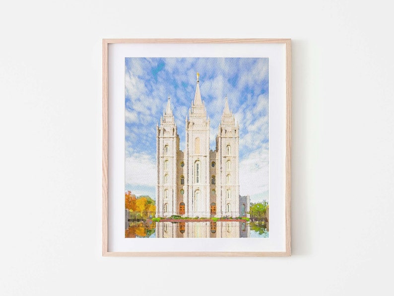 Colorful Salt Lake City Temple Watercolor Print Photograph - Etsy