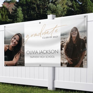 Two Photo Graduation Outdoor Banner 2023 Picture Banner Class of 2023 ...