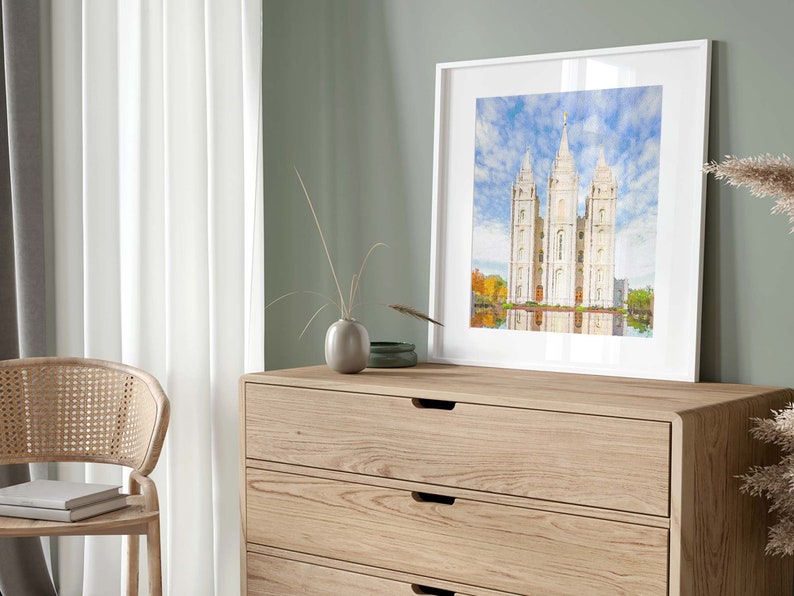 Colorful Salt Lake City Temple Watercolor Print Photograph - Etsy
