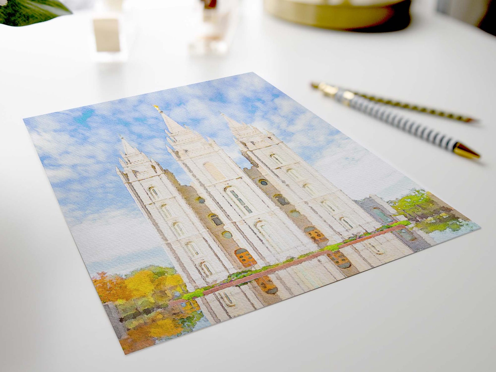 Colorful Salt Lake City Temple Watercolor Print Photograph - Etsy