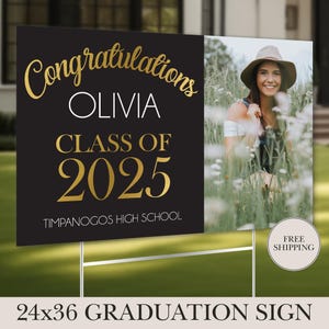 Custom Graduation Yard Sign With Photo, Class of 20254 With Picture for ...