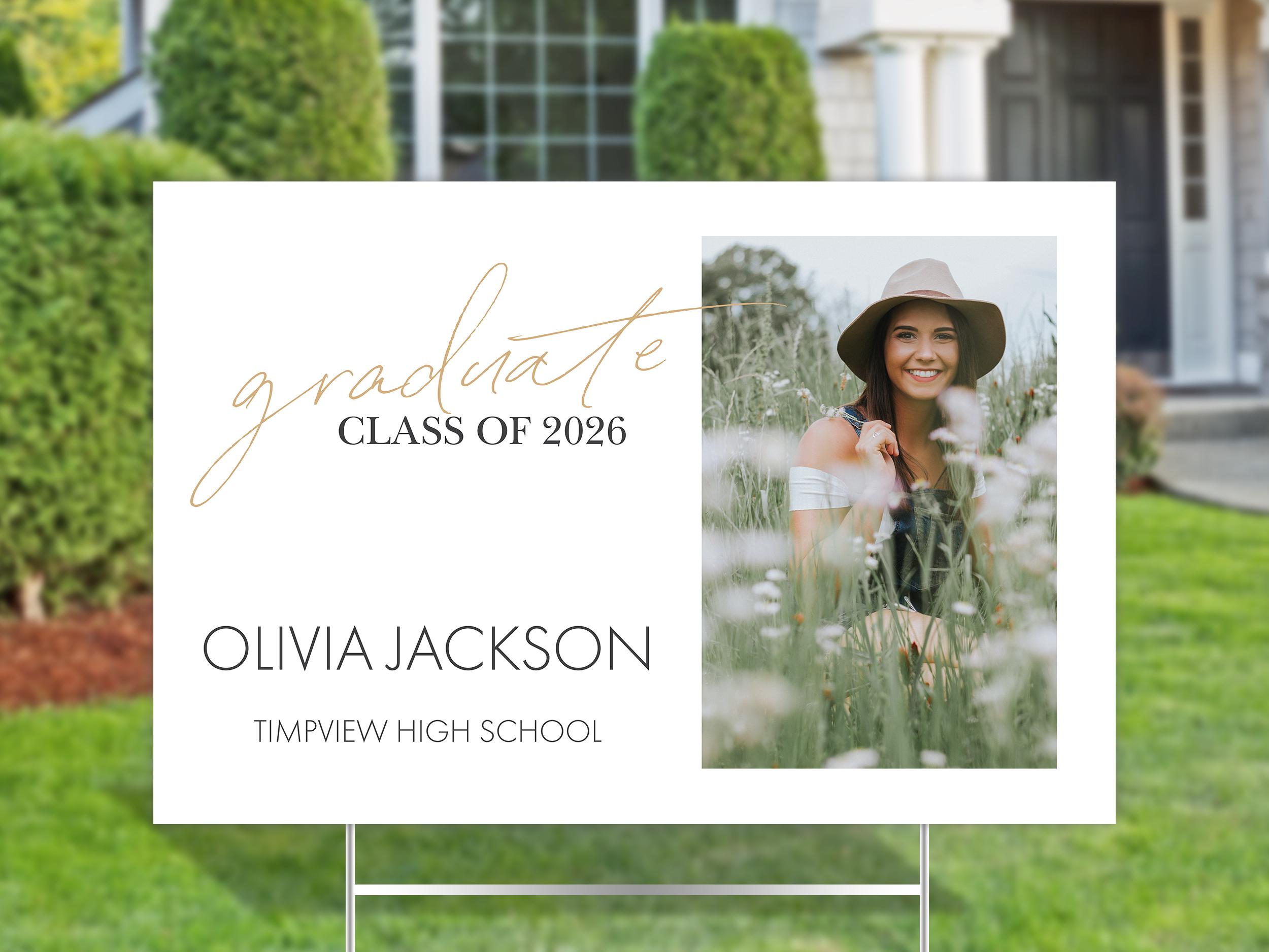 Custom Graduation Yard Sign Class of 2026 With Picture for High School ...