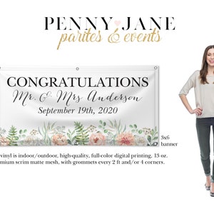 Personalized Drive-by Wedding Banner Pink Outdoor Vinyl | Etsy