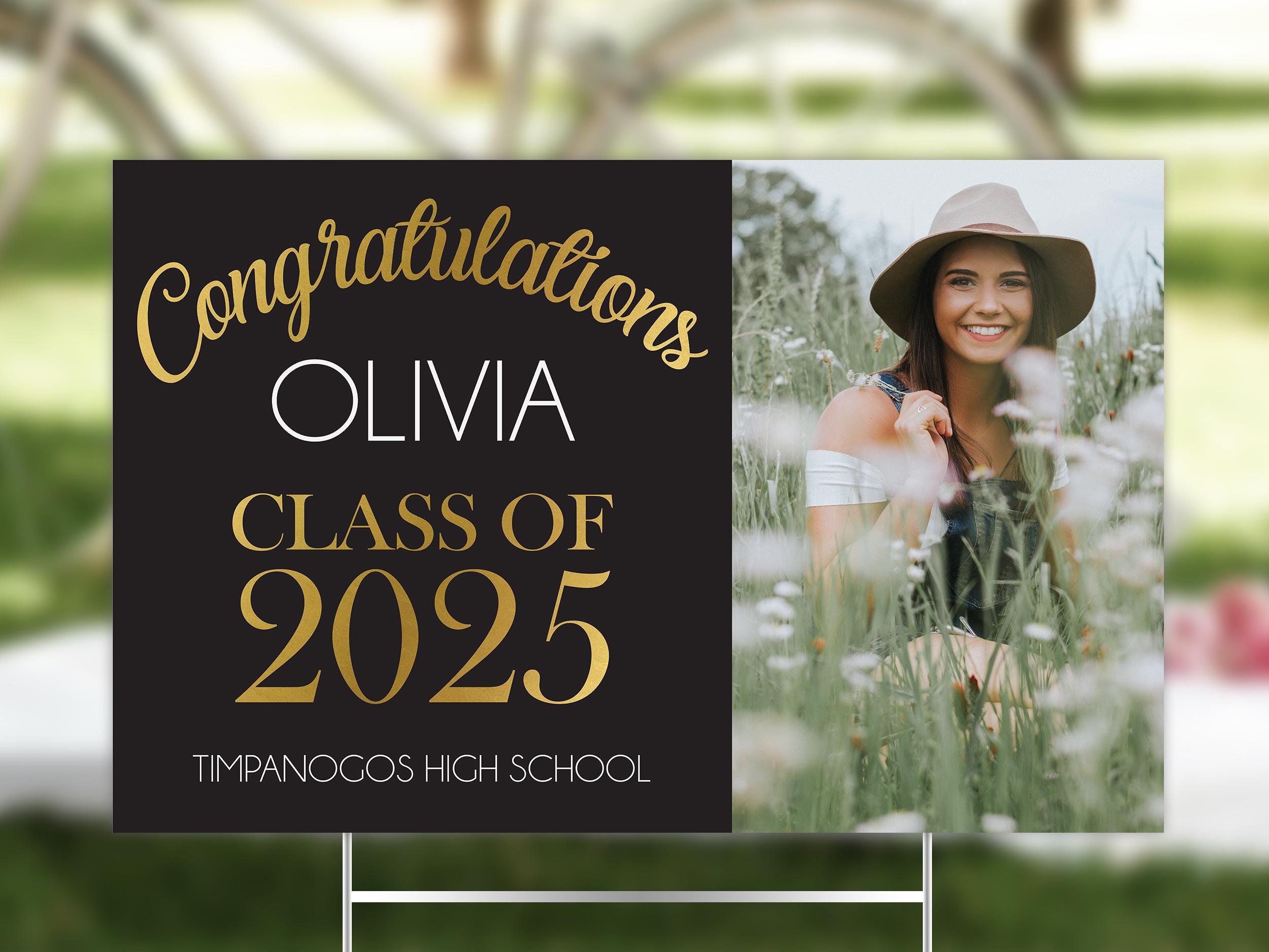 Custom Graduation Yard Sign With Photo, Class of 20254 With Picture for ...