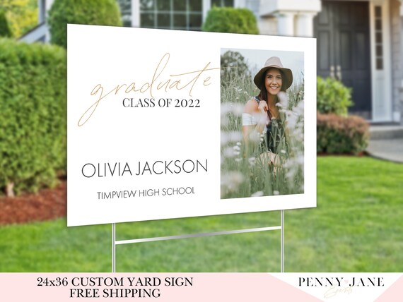 Elegant Custom Graduation Yard Sign Class of 2022 With Photo | Etsy
