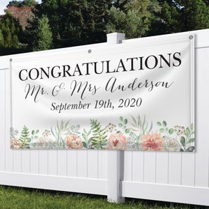 Personalized Drive-by Wedding Banner Pink Outdoor Vinyl - Etsy