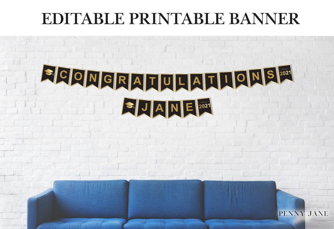 Congratulations Banner Graduation Banner Printable EDITABLE | Etsy