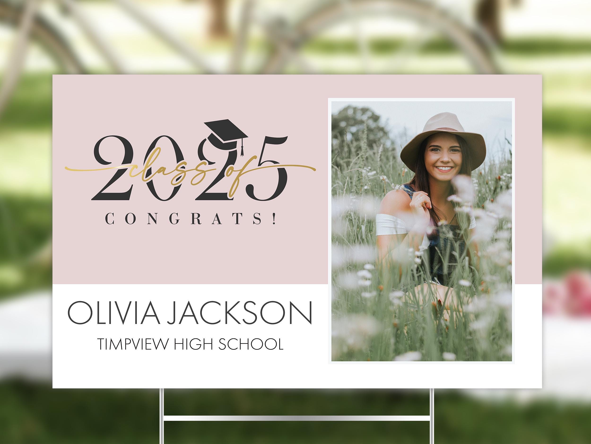 Custom Graduation Yard Sign Class of 2025 With Picture for High School ...