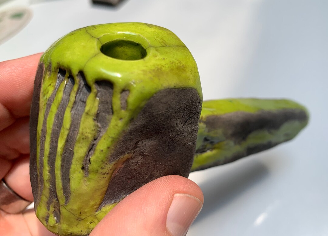 Light Kiwi Six Scars Ceramic Raku Smoking Pipe - Etsy