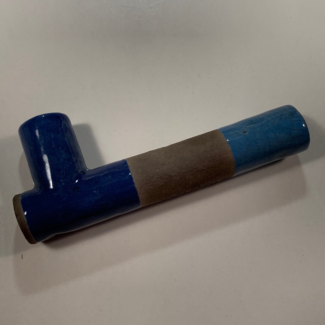 Very Blue Delphinium and Bluebonnet Woodland Ceramic Raku Smoking Pipe ...