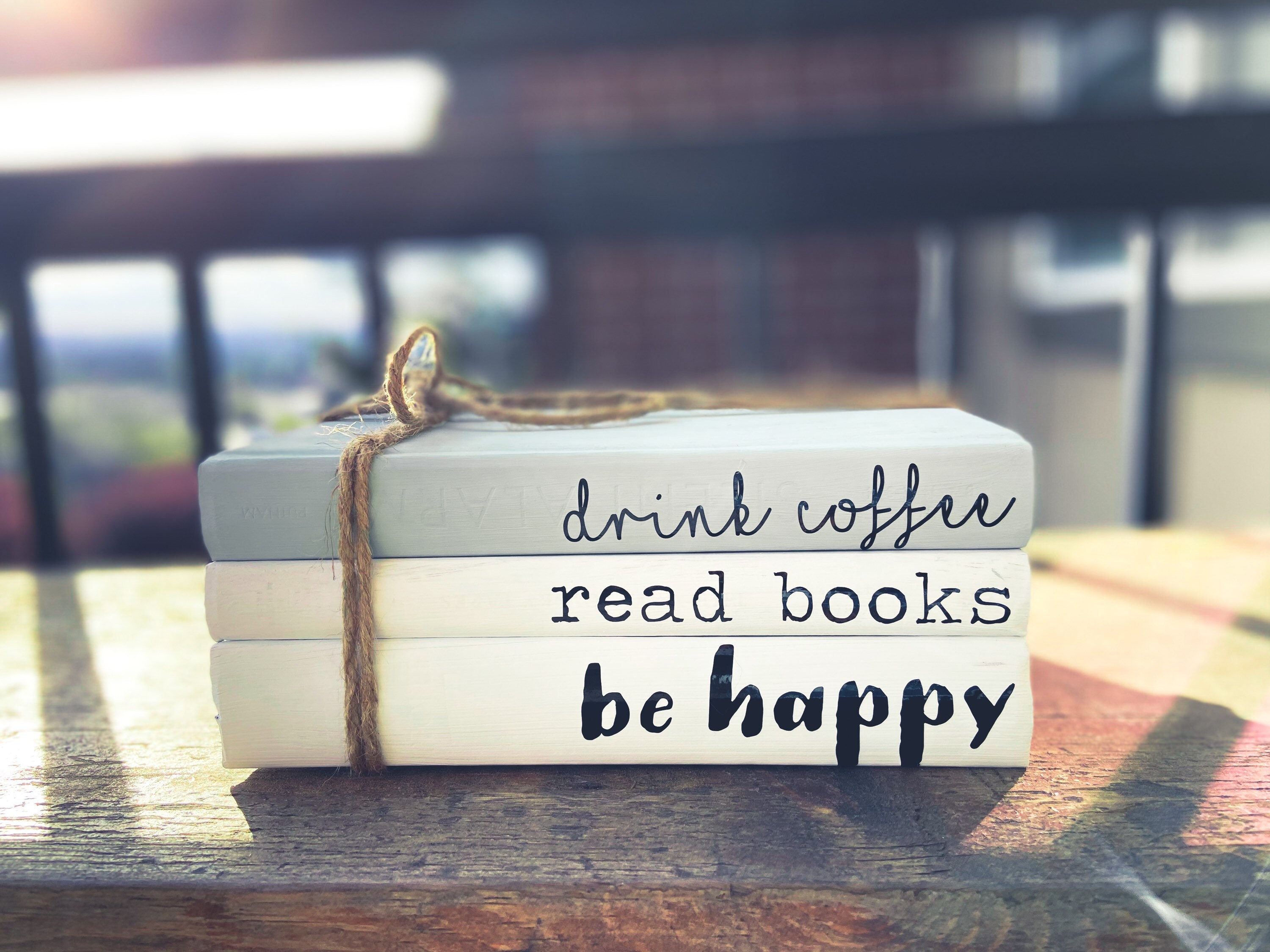 Coffee lover quote book stack/ book lover gift/ library | Etsy