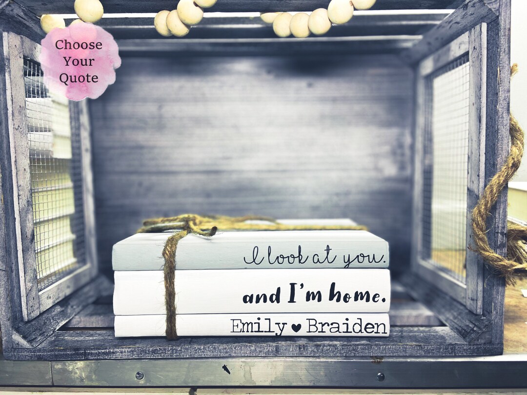 Personalized Book Stack| Wedding Gifts| Grey Home Decor | Book Lover ...