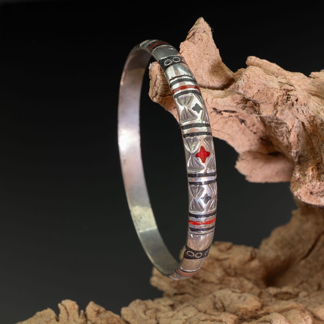 Silver Moroccan Bracelet, Saharawi Bangle, Berber Jewelry, Vintage ...