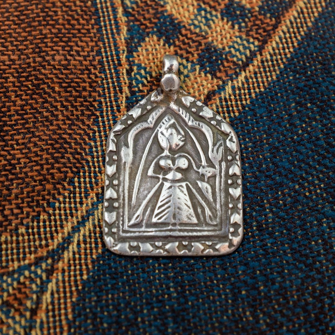 Old Indian Amulet Pendant, Hindu Silver Plaque 'patri', Indian Jewelry ...