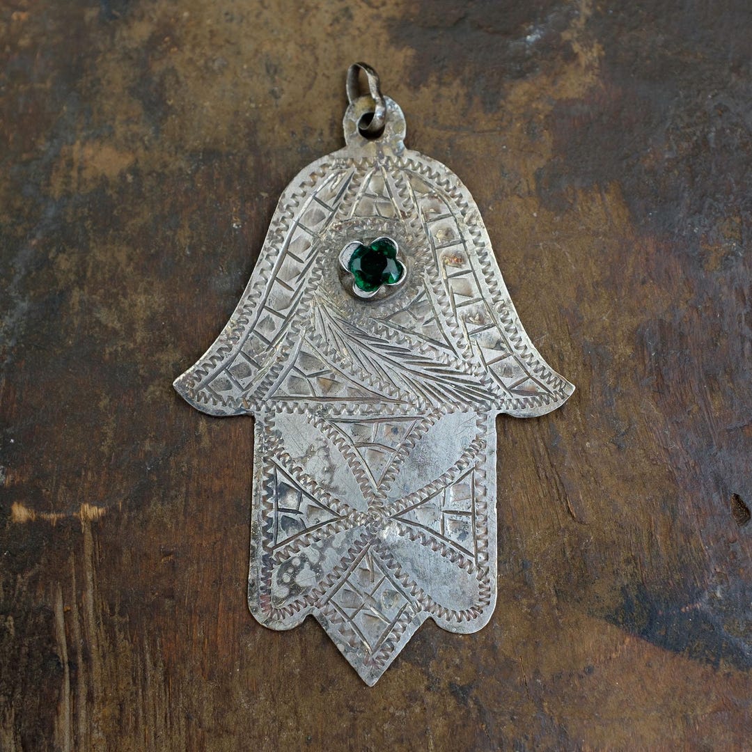 Vintage Moroccan Hallmarked Hamsa (khamsa) Pendant, Silver Hamsa ...