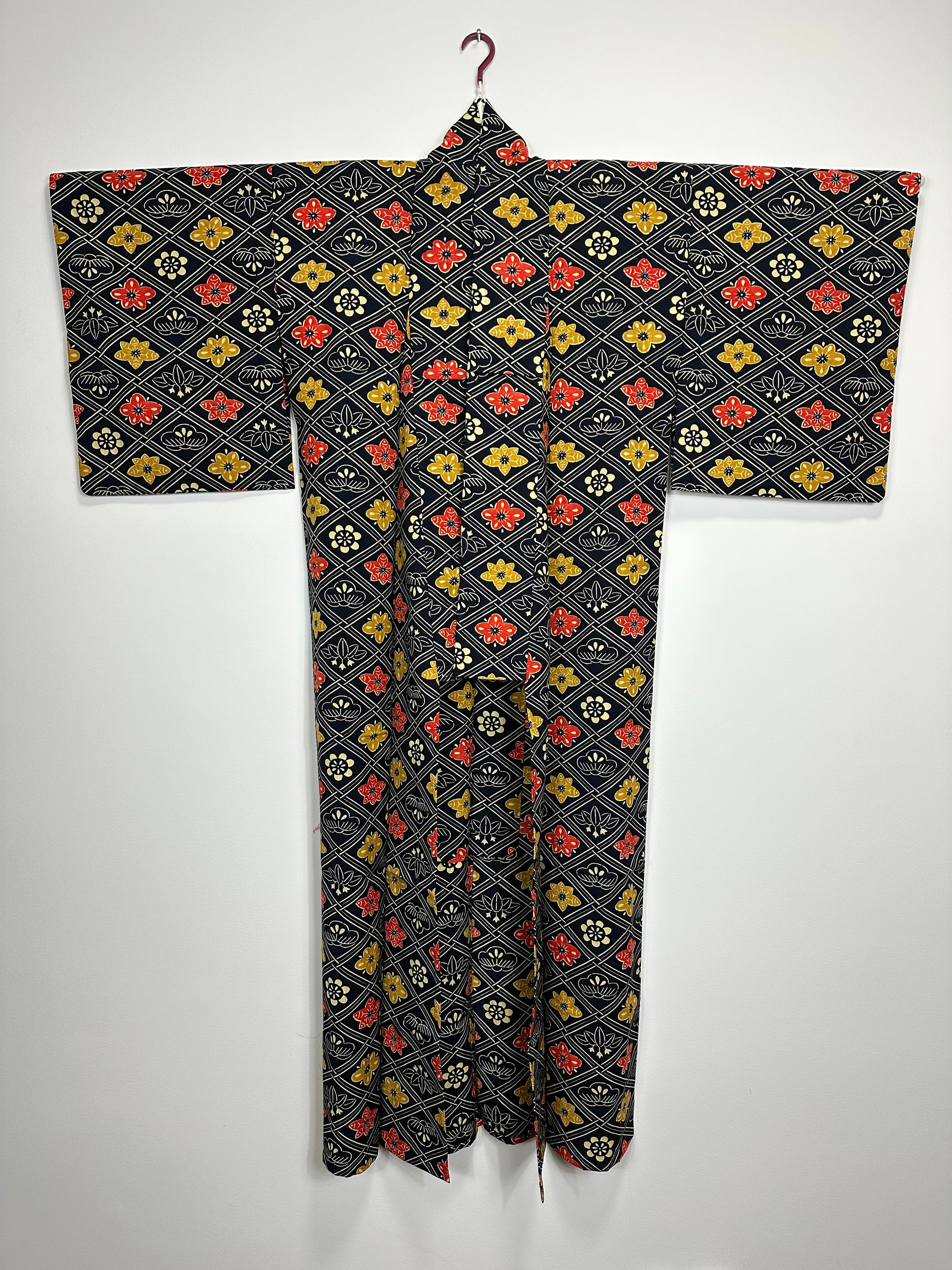 Diamond Pattern Dark Blue Kimono Komon - Etsy