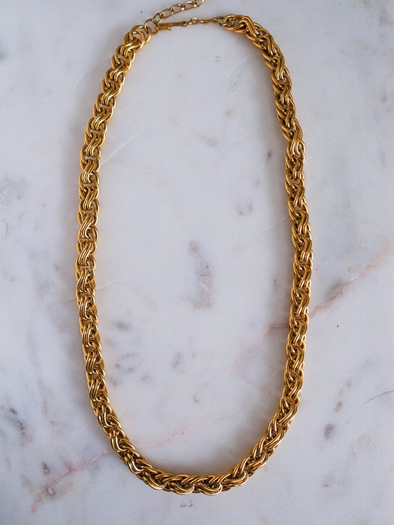 Vintage Monet Gold Wheat Chain-link Necklace - Gem