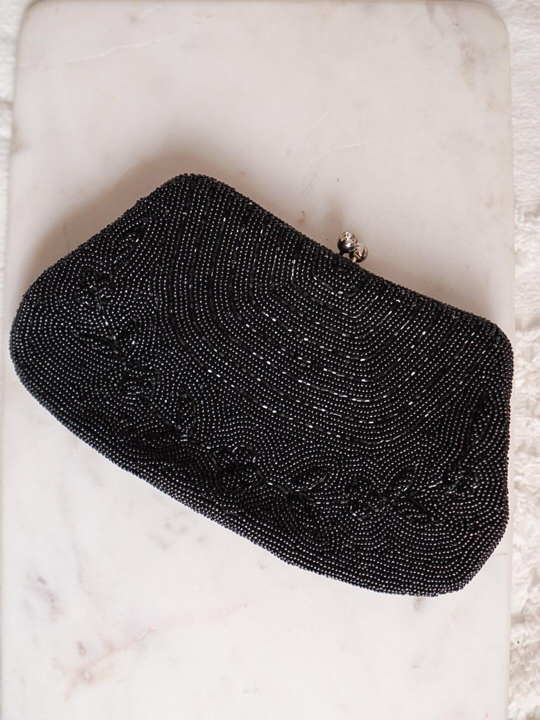 Vintage 1950s Richere Black Beaded Evening Bag, Women's Vintage ...