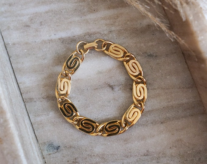 Vintage Gold Chunky Link Chain Bracelet, 90s Jewelry, Vintage Costume ...