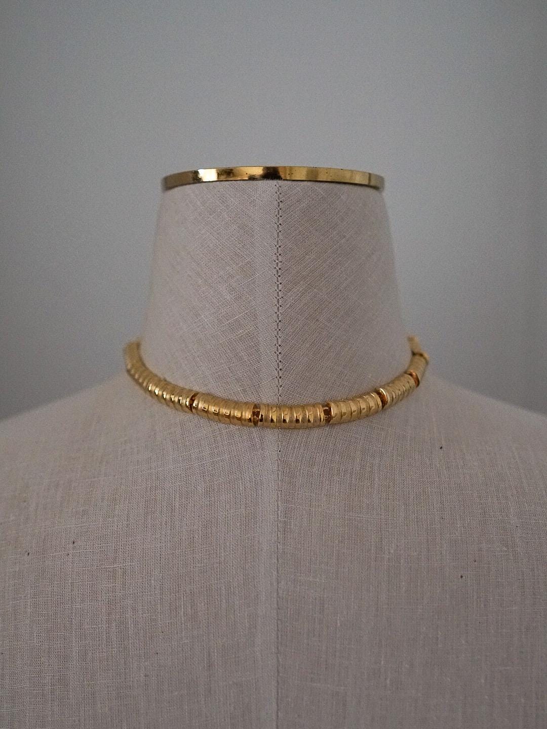 Vintage Gold Unique Link Necklace, 1990's Jewelry, Vintage 90s Gold ...