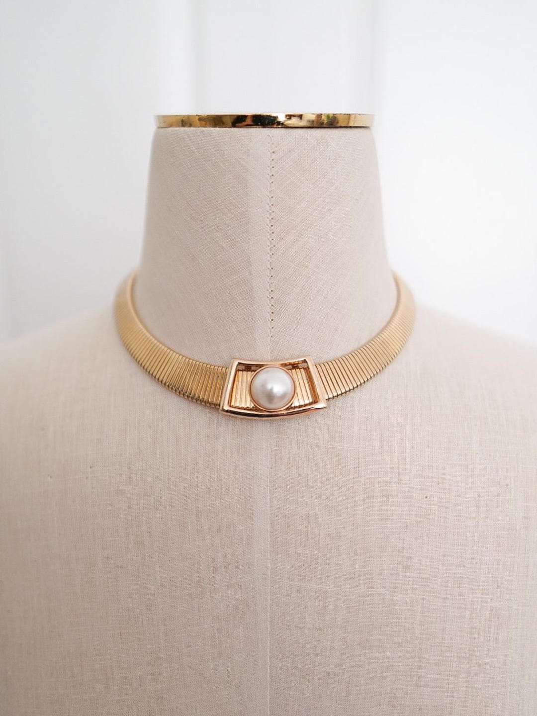 Vintage PARK LANE Omega Necklace W/ Pearl Slider, Vintage Pearl Omega ...