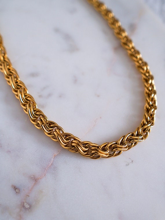 Vintage Monet Gold Wheat Chain-link Necklace - Gem