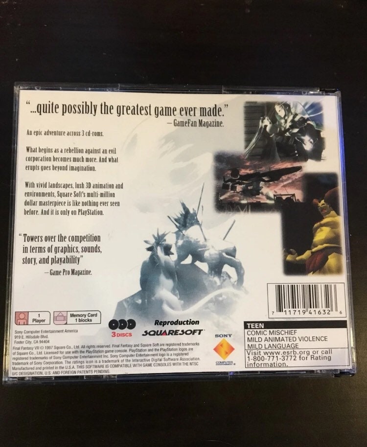 Final Fantasy 7 8 9 PS1 RPG Reproduction Case | Etsy