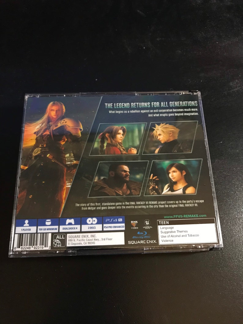 Final Fantasy VII: Remake CUSTOM PS1 Style Case - Etsy